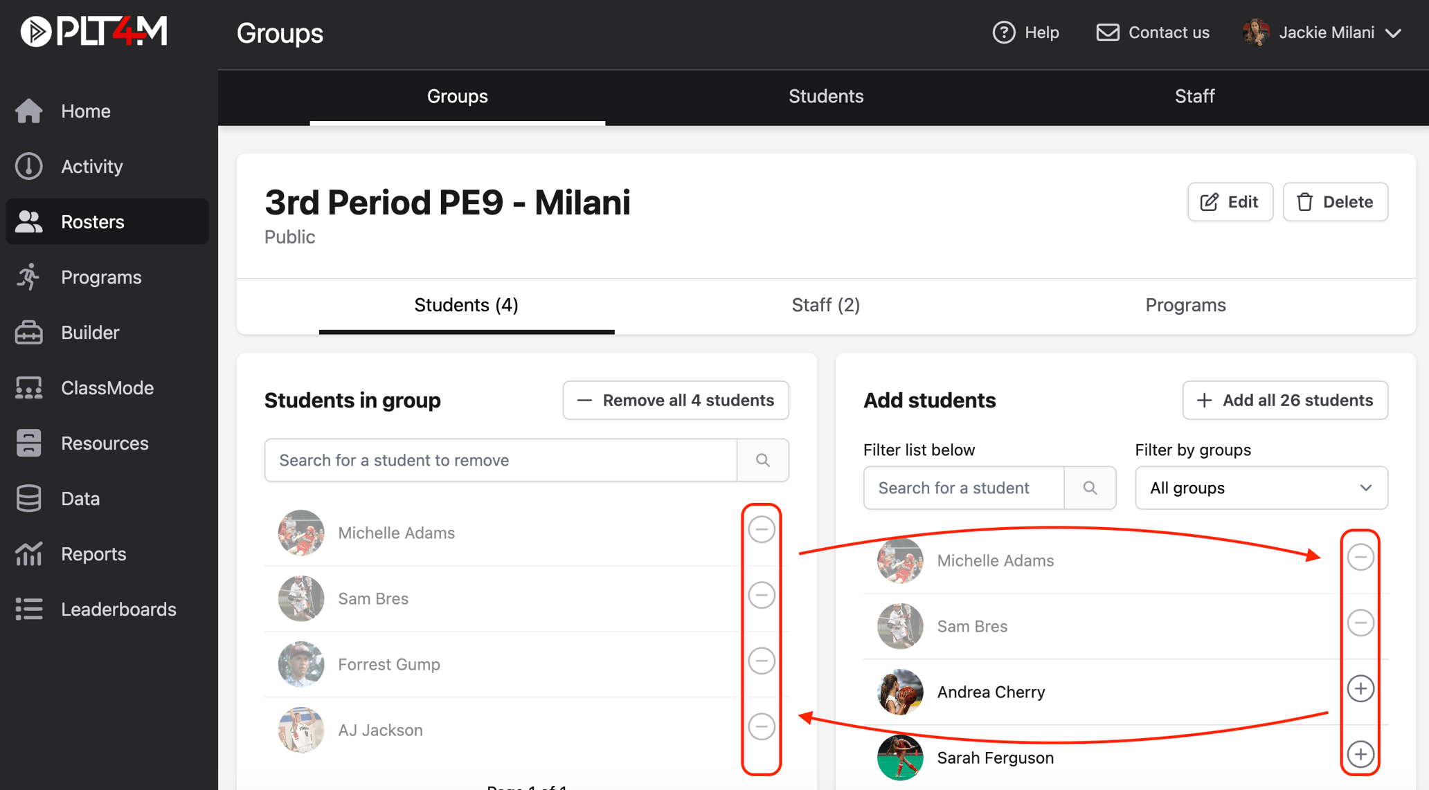 How to Add or Remove Students from a Group